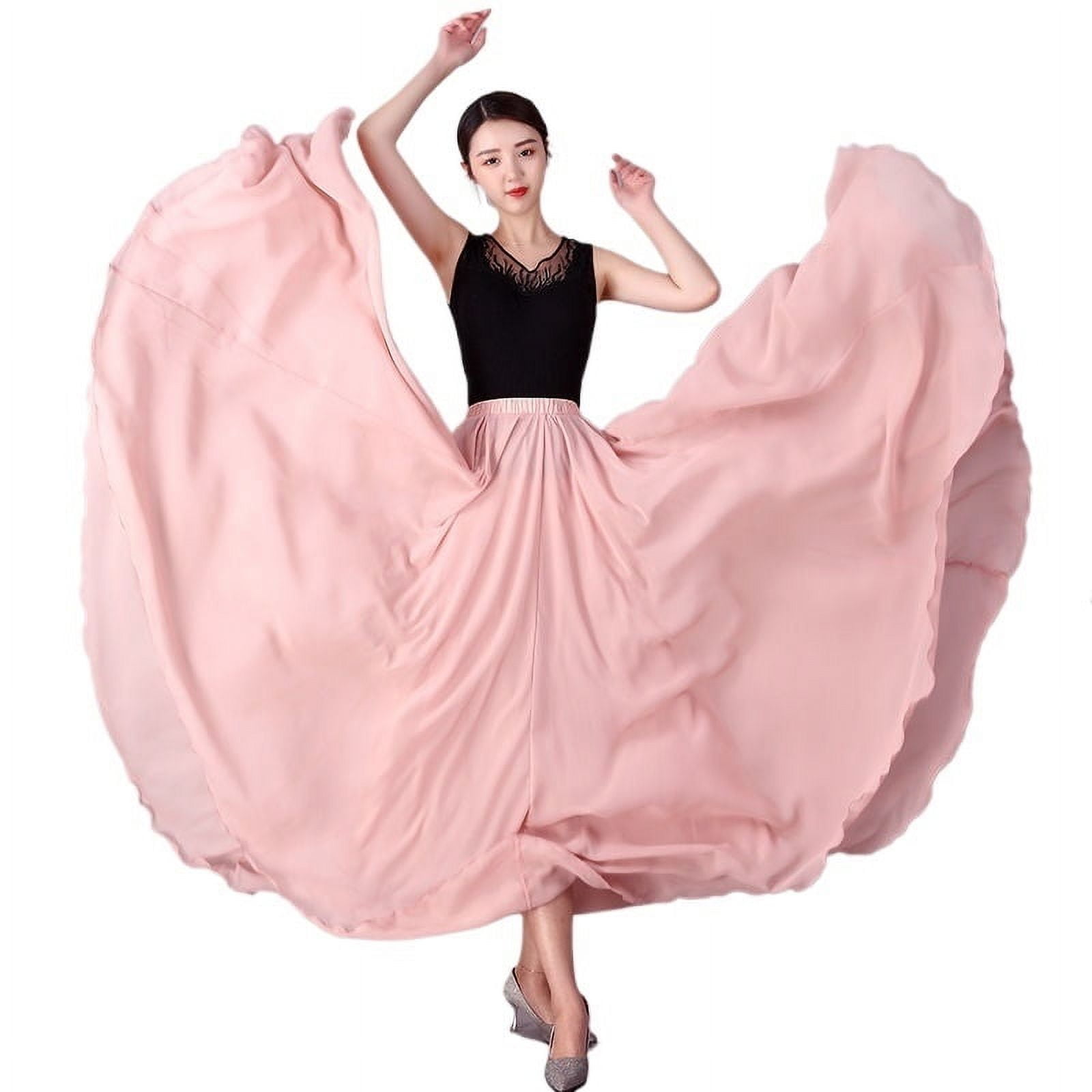 360/540/720 Degree Chiffon Skirt Ballet Belly Dance Women Gypsy Long ...