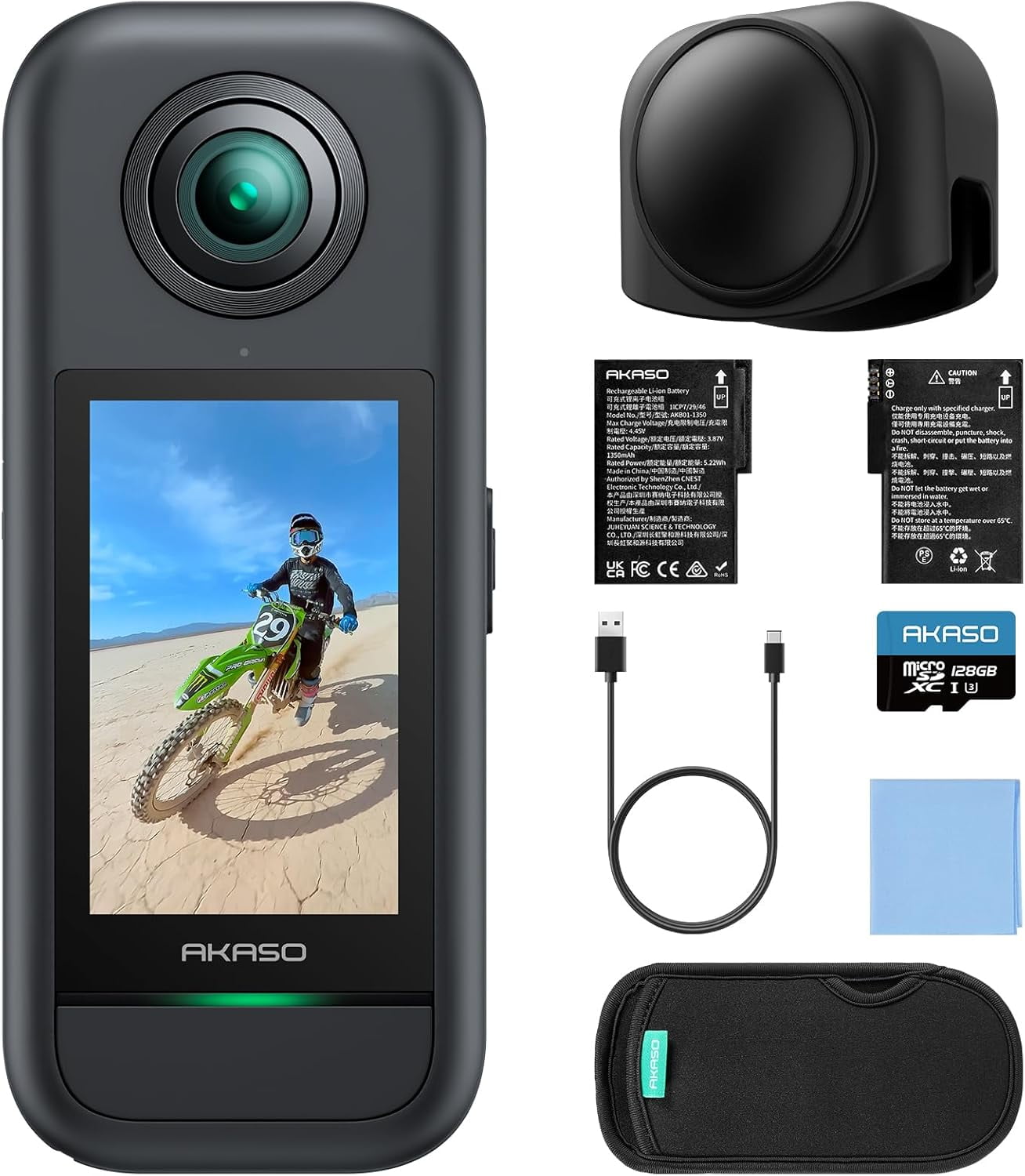 360 Action Camera with 64GB MicroSD Card and Lens Cap Bundle - Walmart.com