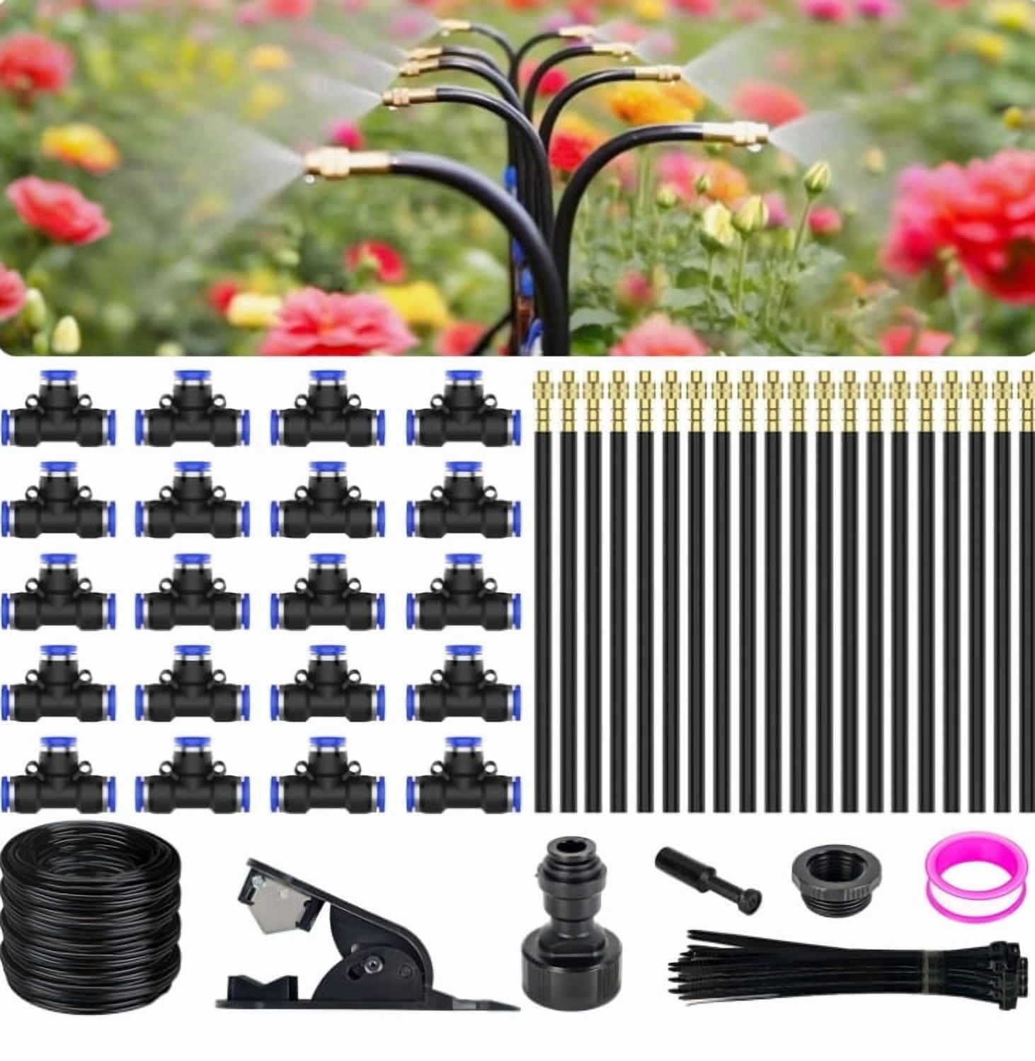 360° Adjustable Drip Irrigation System - Garden Watering System 66FT ...