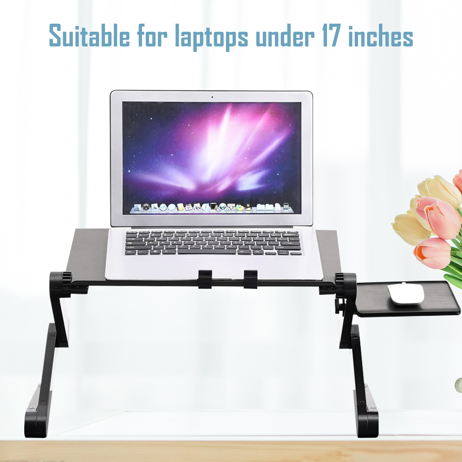 360° Adjustable Foldable Laptop Desk Table Stand Holder w/ Cooling Dual ...