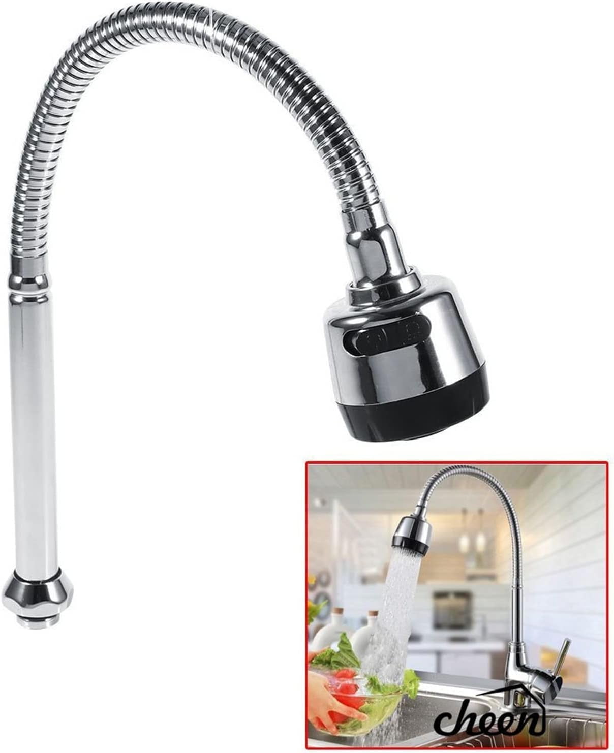 360 Adjustable Kitchen Faucet Sprayer Stainless Steel Swivel Spout ...