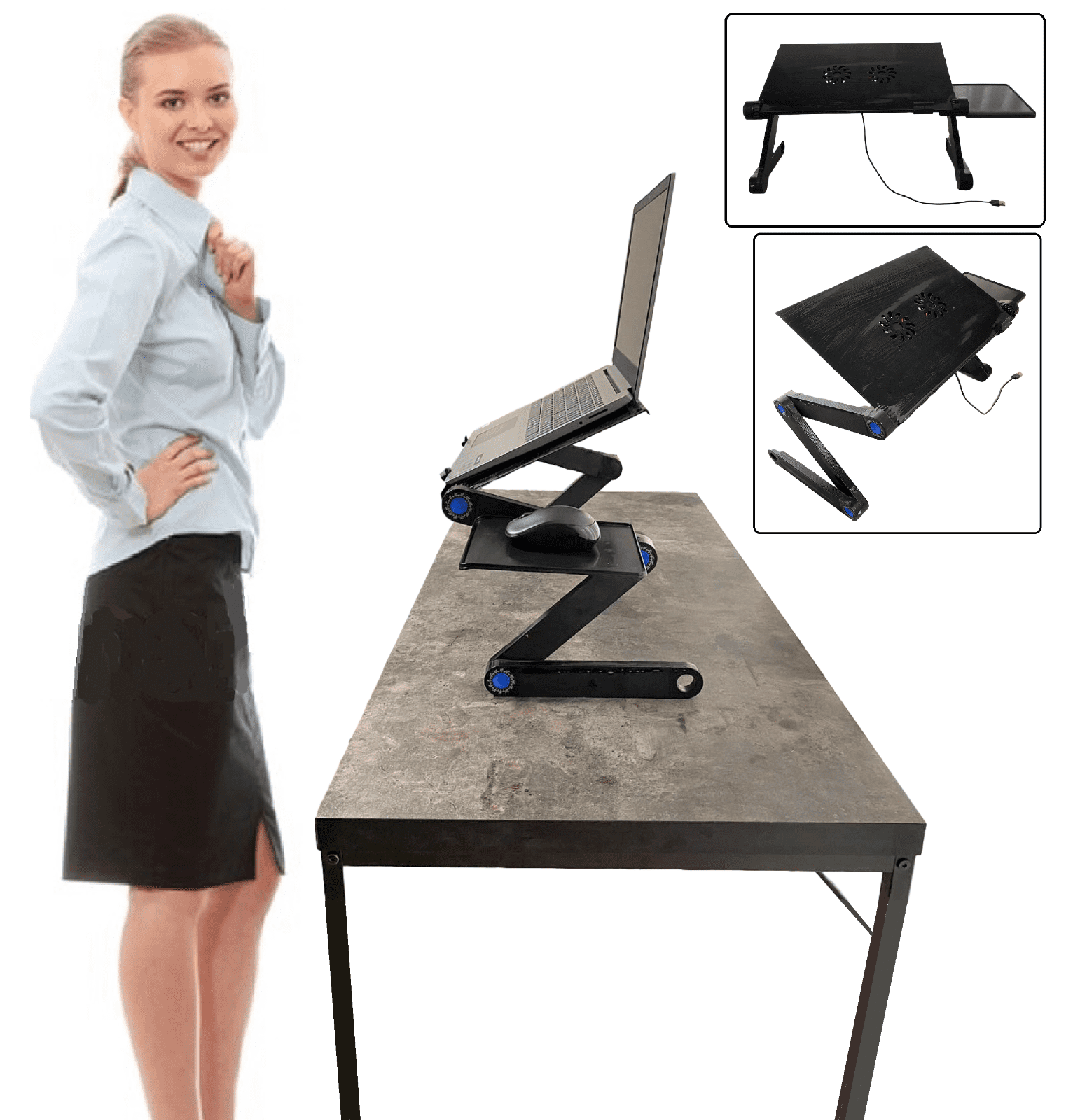 360° Adjustable Laptop Table Stand Lap Sofa Bed Computer Notebook Desk ...