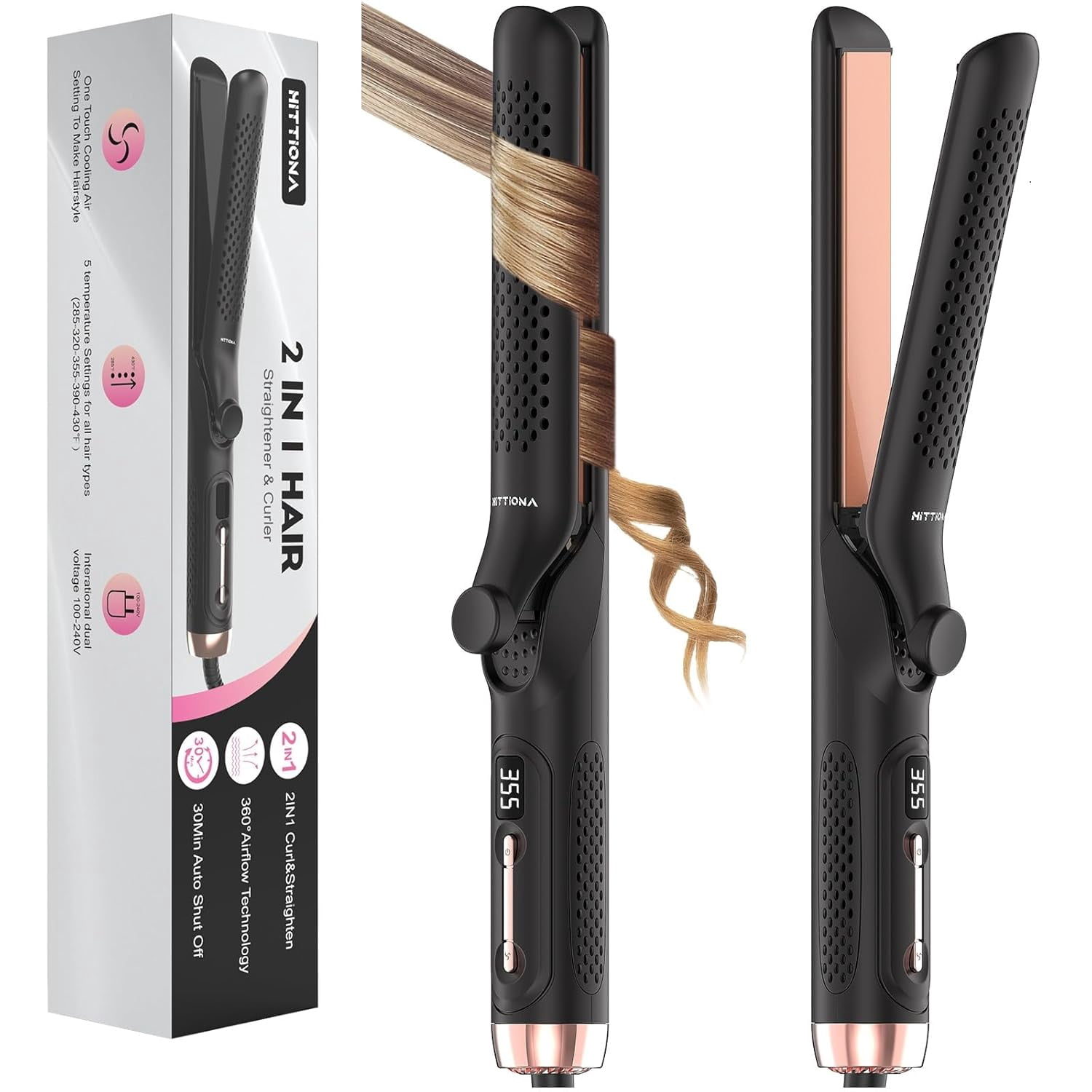 360° Airflow Styler Curling Iron - 1.25 Inch Hair Straightener and ...