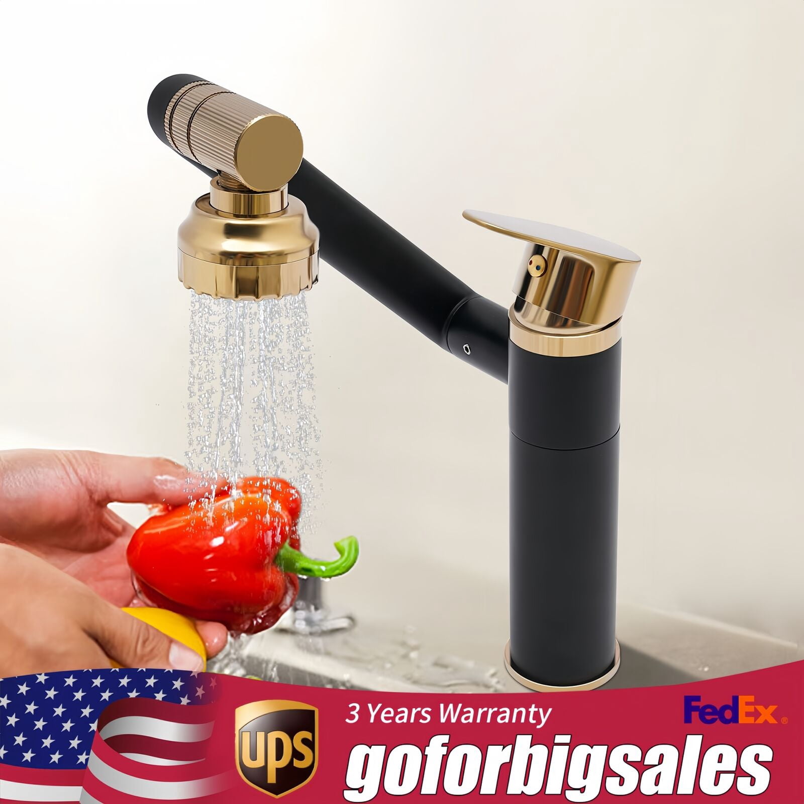 360° Bathroom Sink Faucet Single Handle Waterfall Vanity Basin Mixer 2 ...