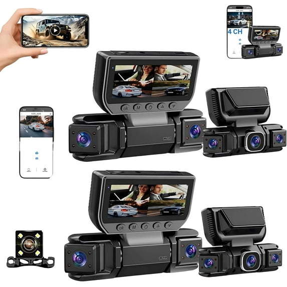 360° Car DVR WiFi 4Channels Dash Cam Video Recorder, 24 Parking ...