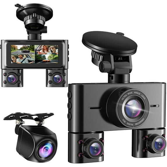 360? Dash Cam Front and Rear Inside, 4 Dash Camera for FHD 1080Px4 ...