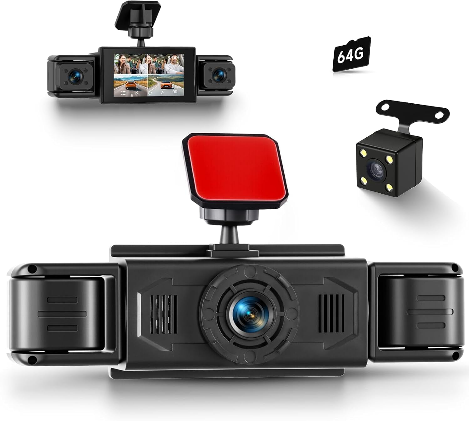 360° Dash Cam Front/Rear/Inside/Side 4 Channel Dash Camera HD Car Dash ...