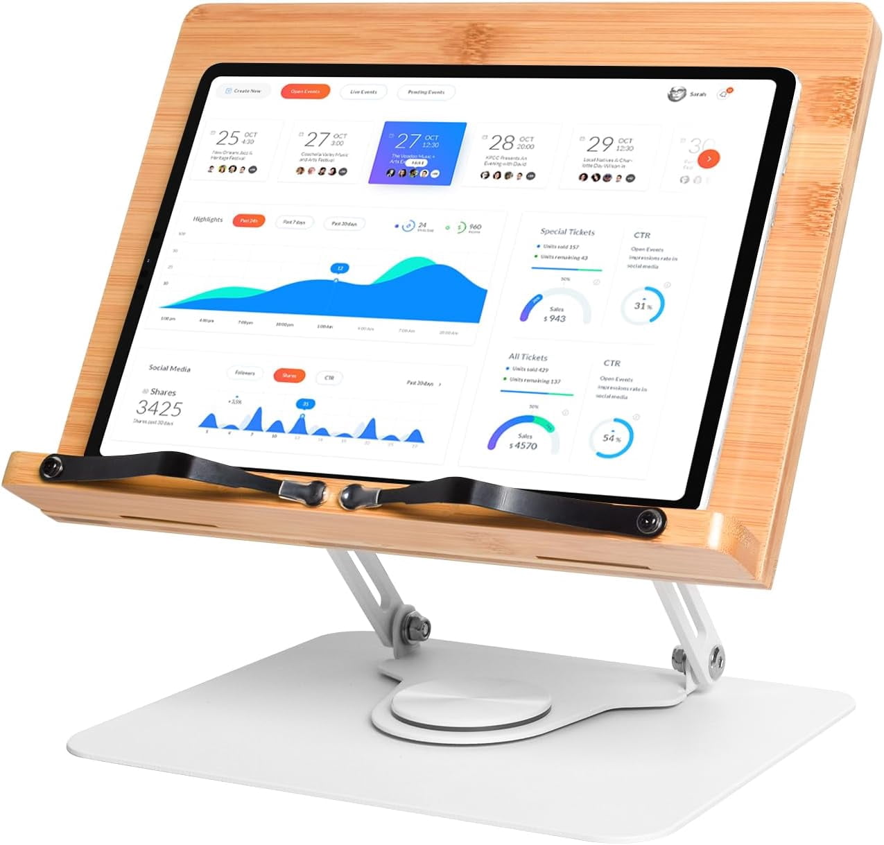360 Degree Adjustable Book Stand, Reading Holder with Rotating Base (11 ...