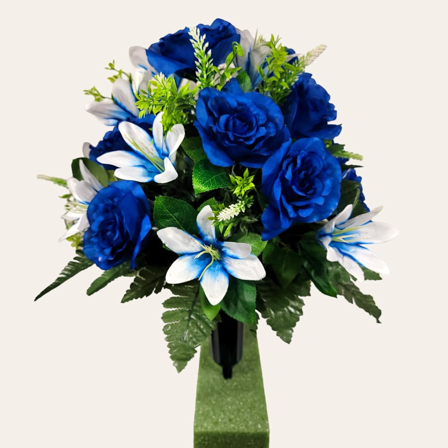 360 Degree Blue Rose White Lily Flowers for Cemetery Cone Memorial ...