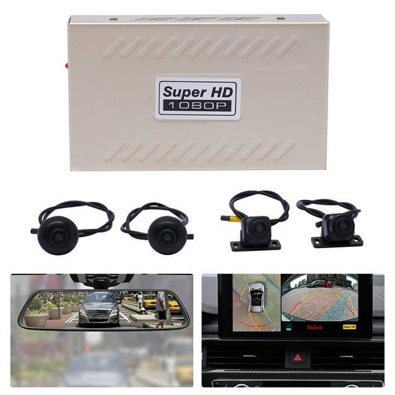 360 Degree Dash Cam 4 Camera 720P Car Rear Mirror DVR Night Vision Bird ...
