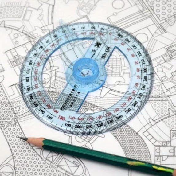 360 Degree Full Circle Protractor Ruler - Accurate Angle Measuring Tool ...