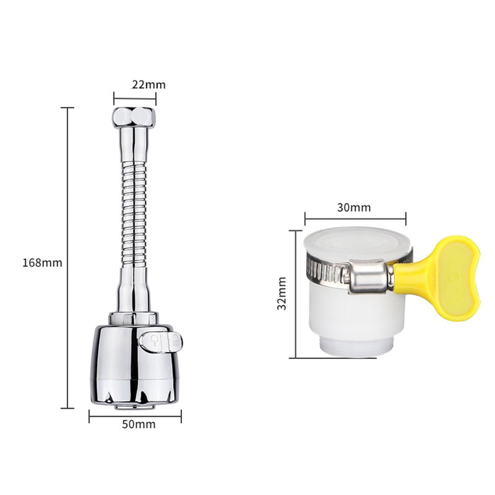 360-Degree Kitchen Faucet Adapter Adjustable Dual Sprayer Bath Faucet ...