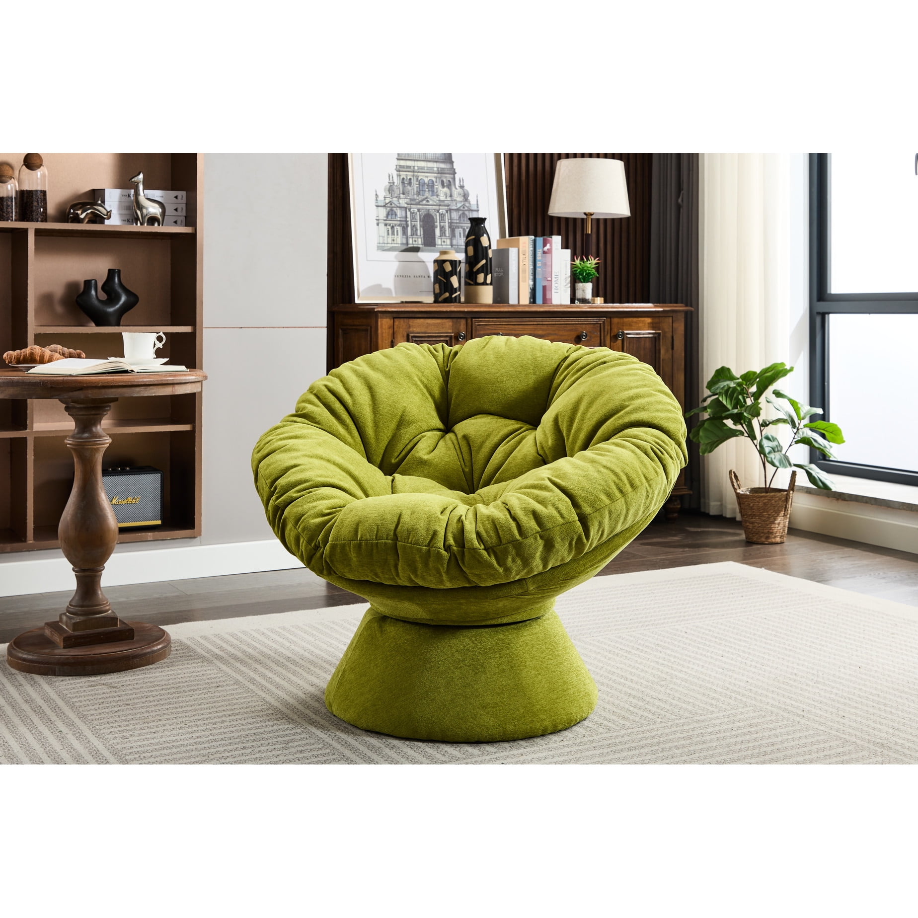 360 Degree Rotatable Living Room Chair, Chenille Fabric, Soft Cushion ...