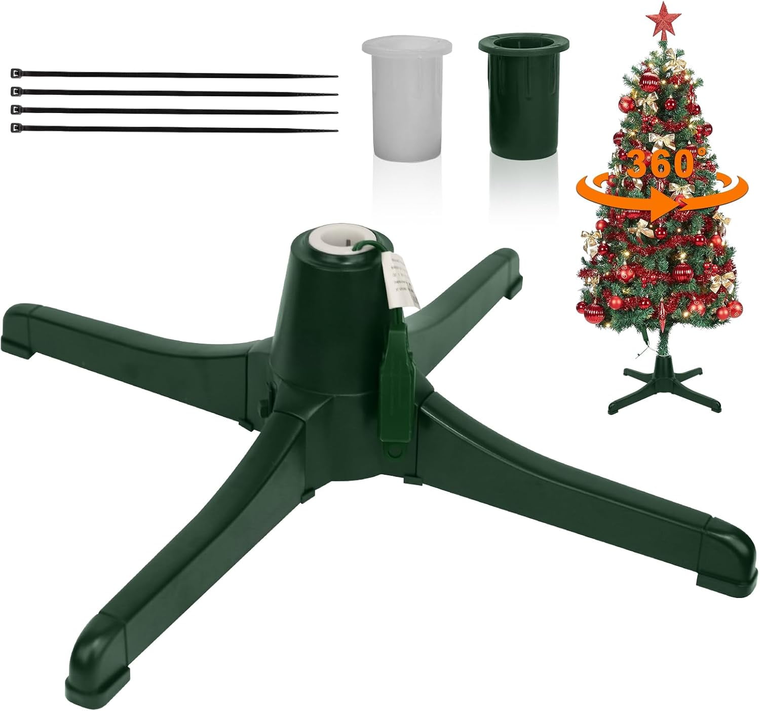 360-Degree Rotating Christmas Tree Stand,Up to 7.5ft and 80 pounds ...