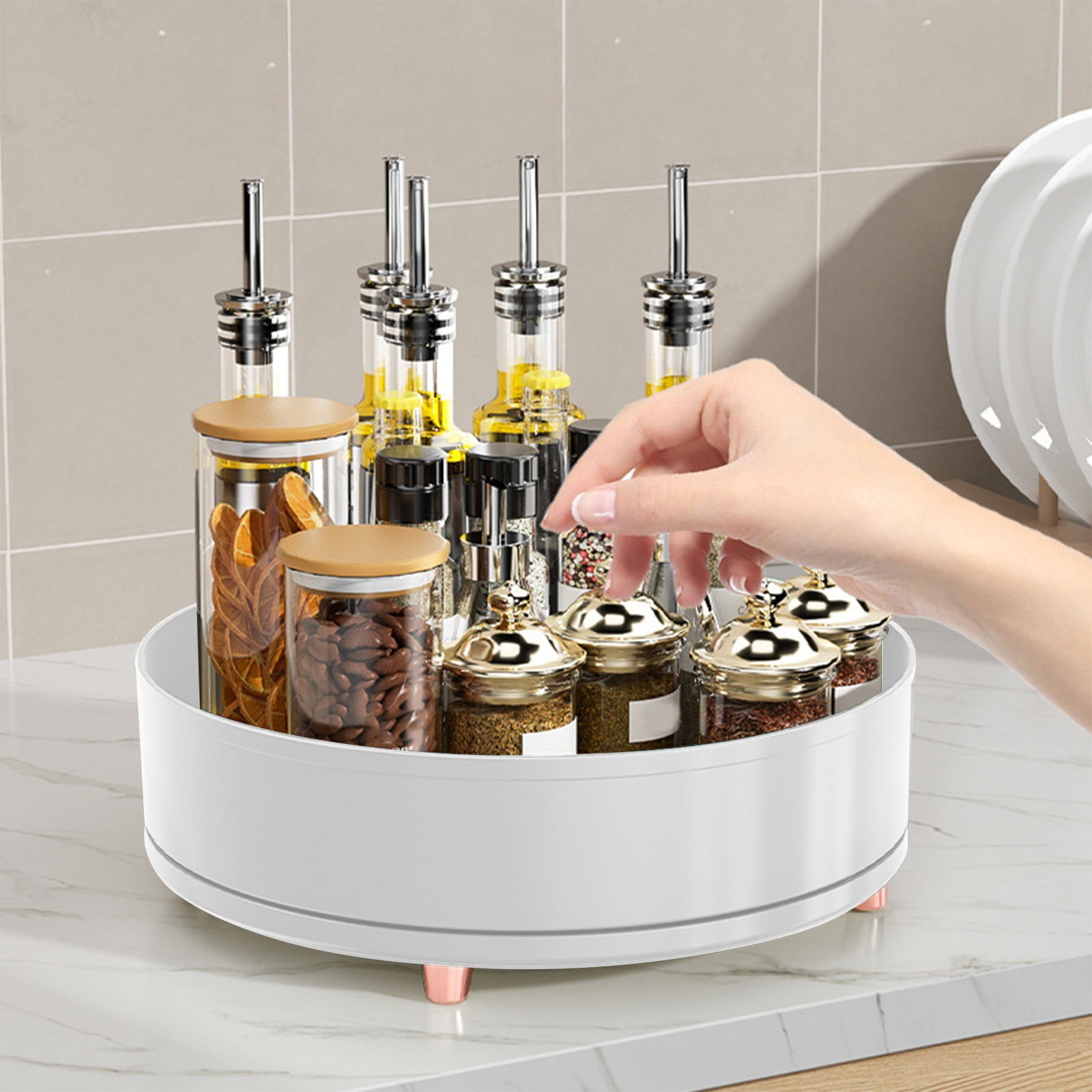 360-Degree Rotating Desktop Storage Tray for Cosmetics, Perfume, and ...
