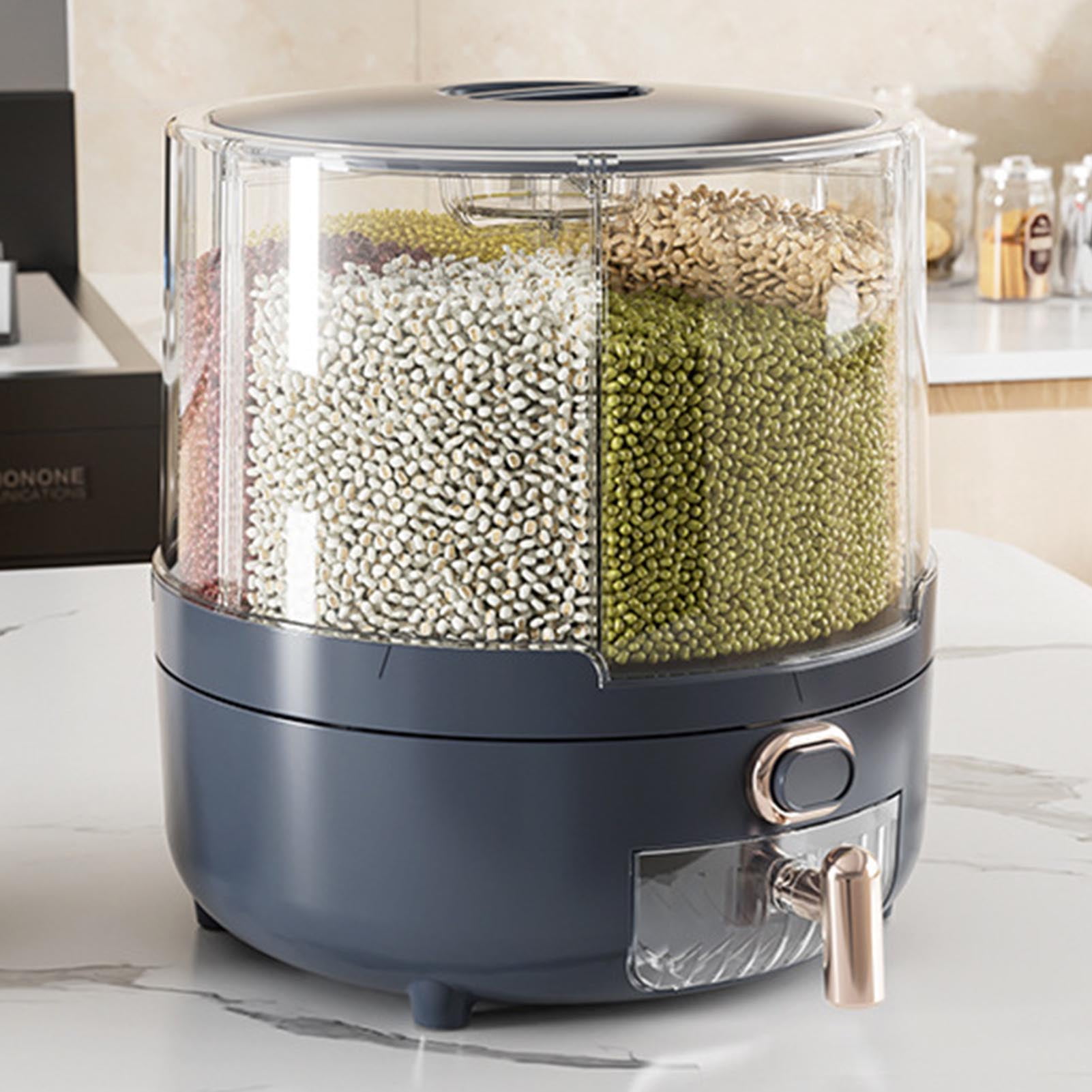360 Degree Rotating Grain Dispenser Box PP Plastic Kitchen Storage ...