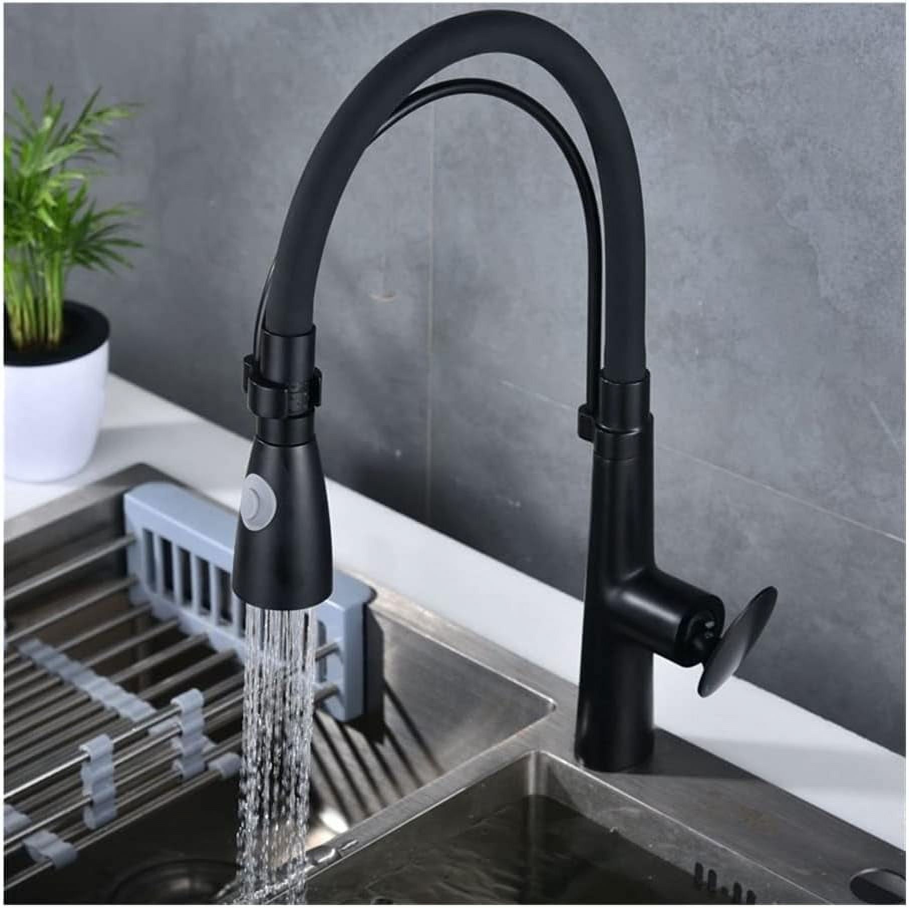 360 Degree Rotating Kitchen Faucet with Pull-Down Sprayer, Black Brass ...
