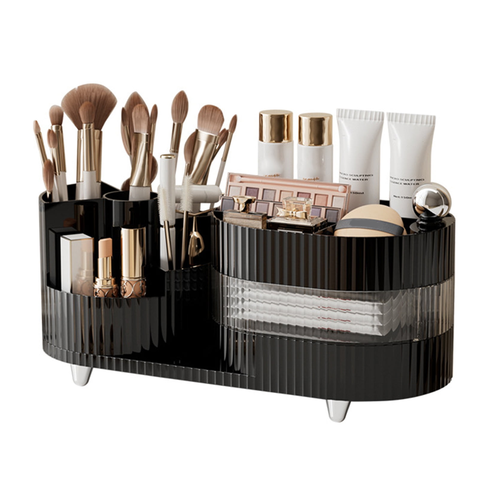 360-Degree Rotating Makeup Storage Box Organizer Multiple Compartments ...