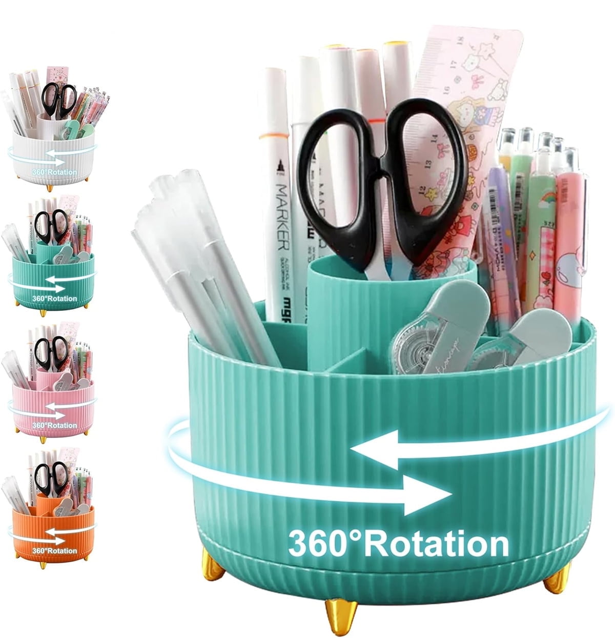 360 Degree Rotating Pencil Holder, GIXUSIL Pen Holder for Desk, Office ...