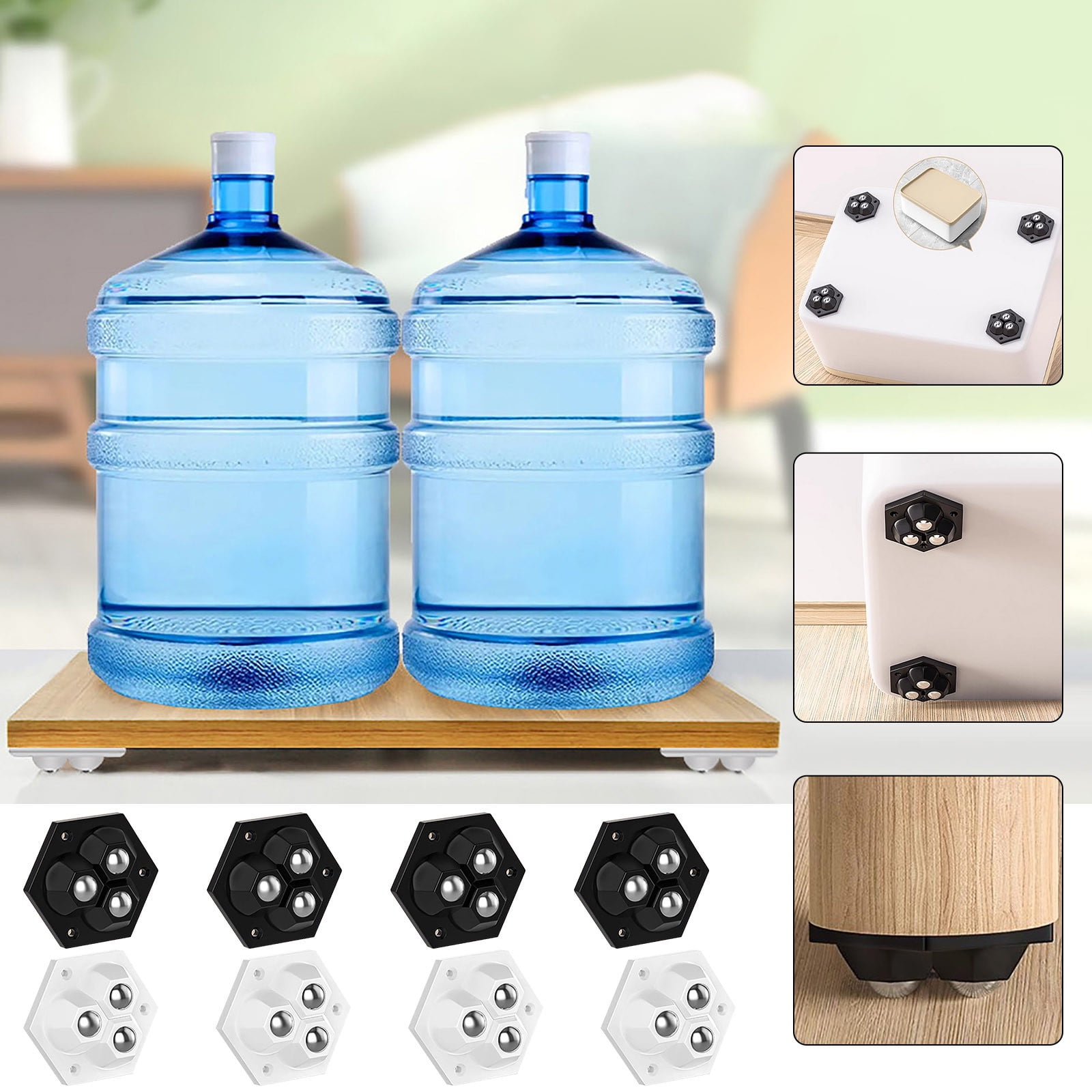 360 Degree Rotating Storage Box Wheels, Set of 4 Adhesive Pulley ...
