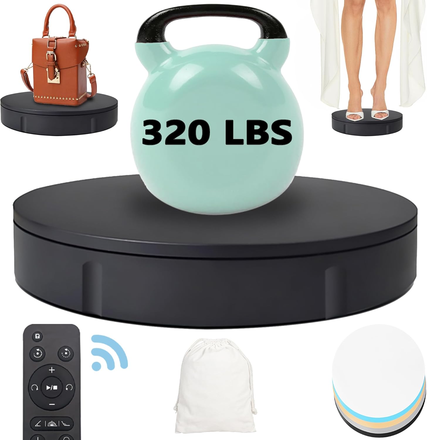 360 Degree Rotating Turntable 12 Inch, 320lbs Capacity for Photography ...