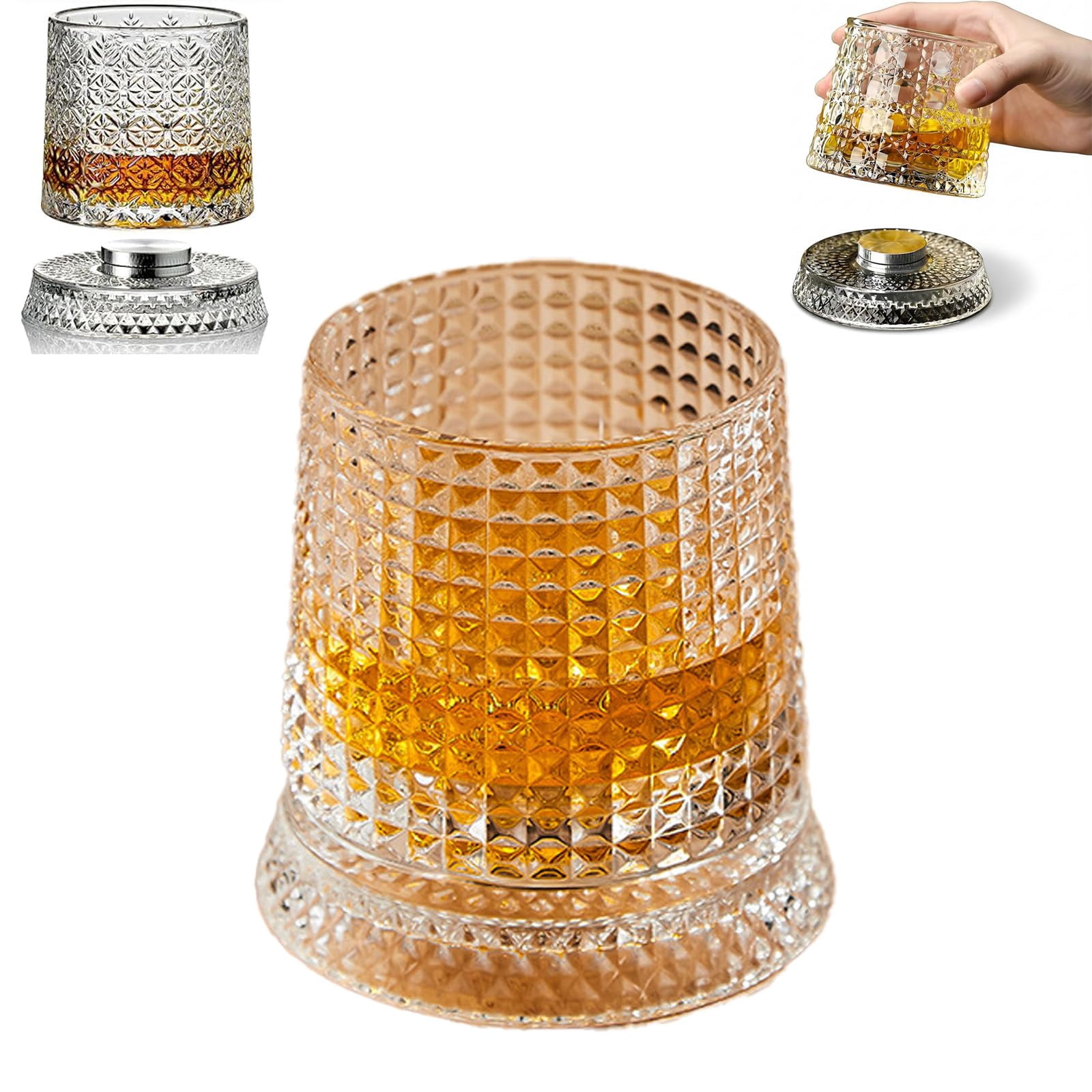 360 Degree Rotating Whiskey Glass, Spinning Crystal Wine Glass with ...