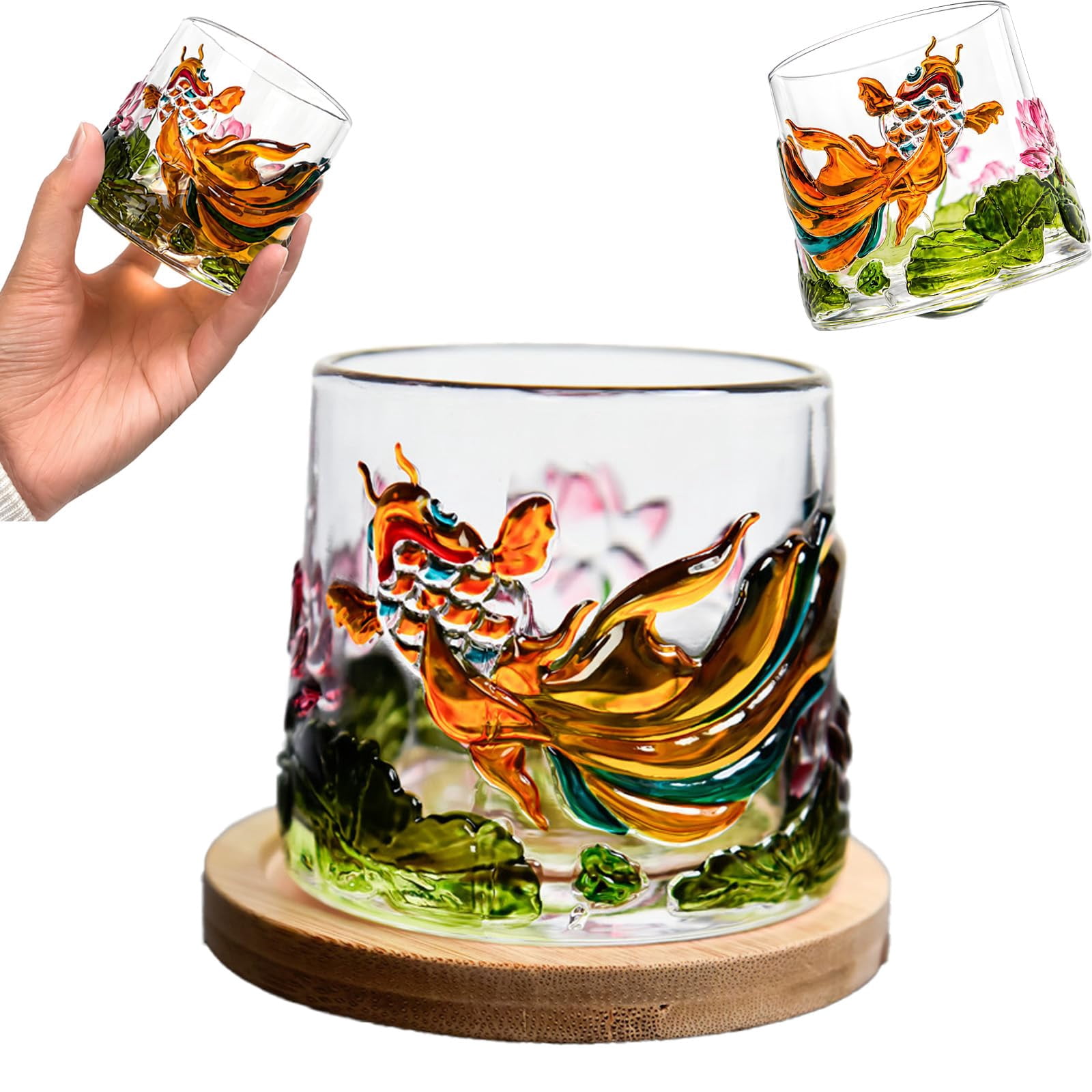 360 Degree Rotating Whiskey Glass, Spinning Crystal Wine Glass with ...