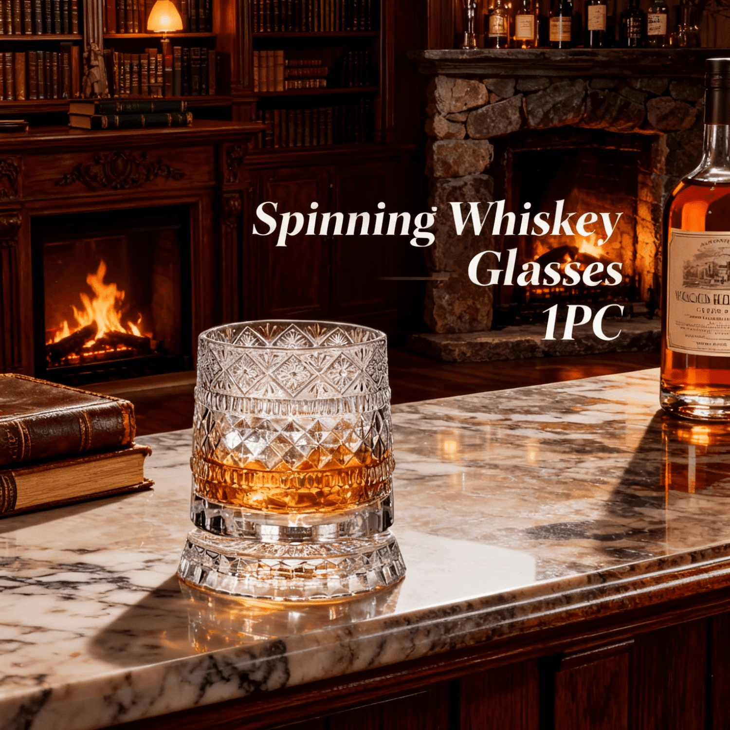 360 Degree Rotating Whiskey Glass, Spinning Crystal Wine Glass with ...