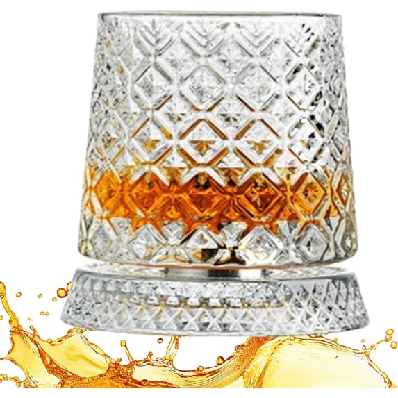360 Degree Rotating Whiskey Glass, Spinning Crystal Wine Glass with ...