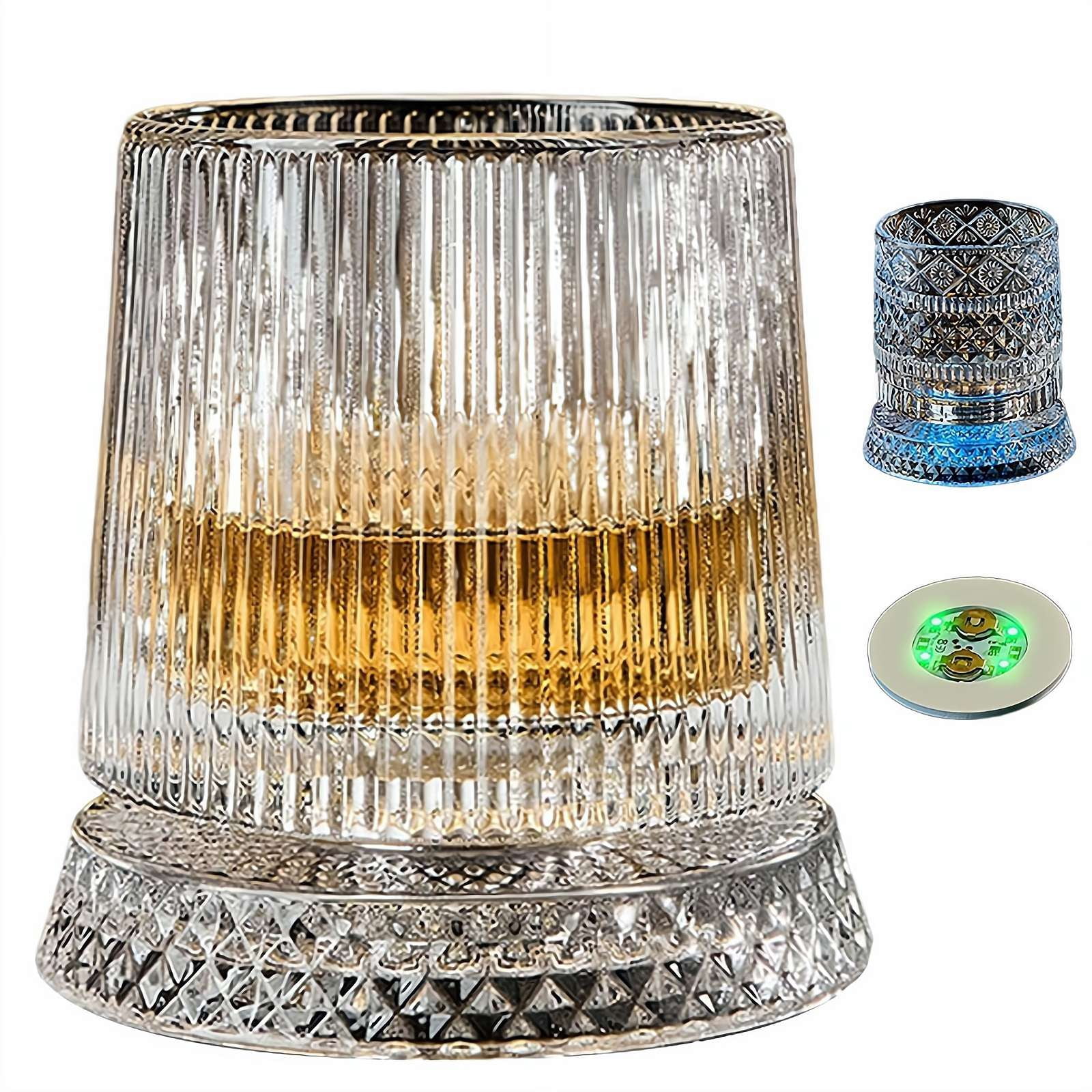 360 Degree Rotating Whiskey Glass - Spinning Crystal Wine Glass wih LED ...
