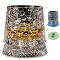 360 Degree Rotating Whiskey Glass with Light up Stand, LED Crystal Wine ...