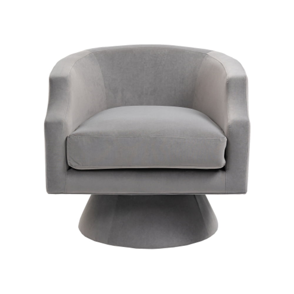 360° Swivel Grey Velvet Accent Barrel Chair, Armchair with Wide Seat ...
