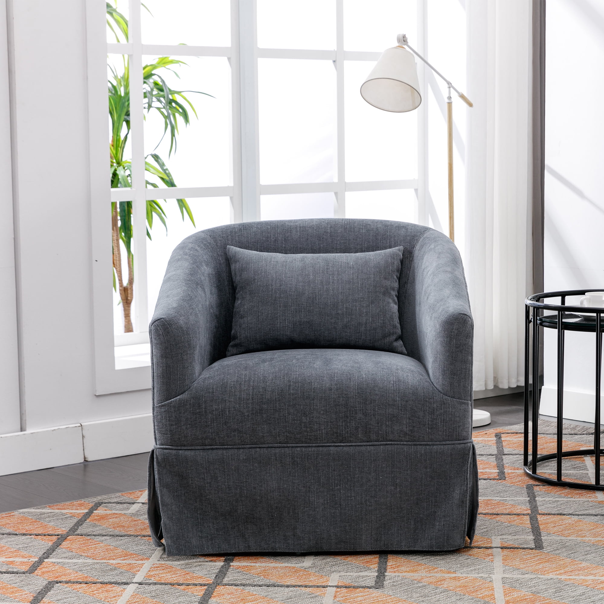 360 Degree Swivel Accent Chair with Cushion, High Backrest for Living ...