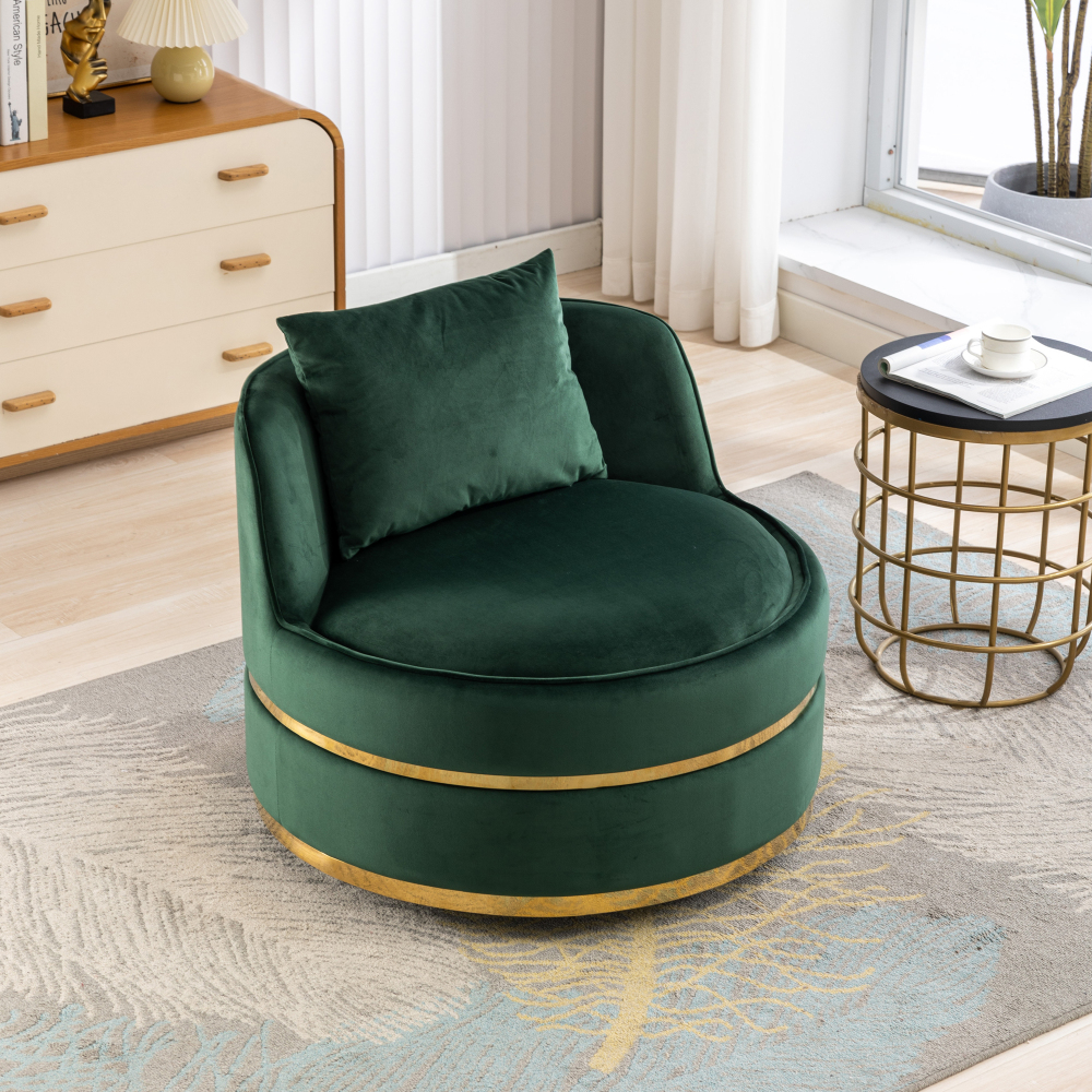 360 Degree Swivel Accent Chair, Modern Velvet Upholstered Barrel Chair ...
