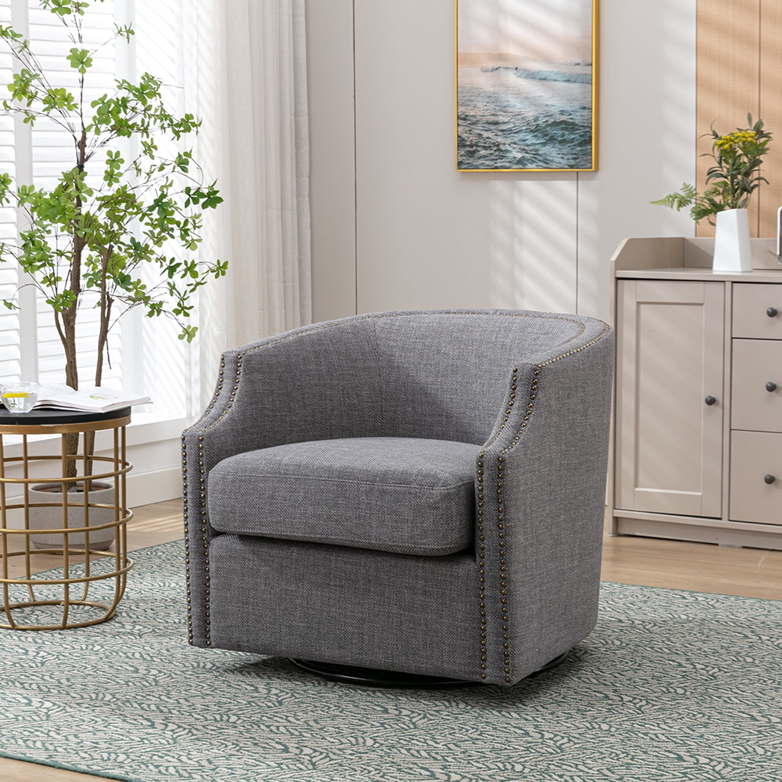 360 Degree Swivel Accent Chair Recliner, Upholstered Glider Nursery ...