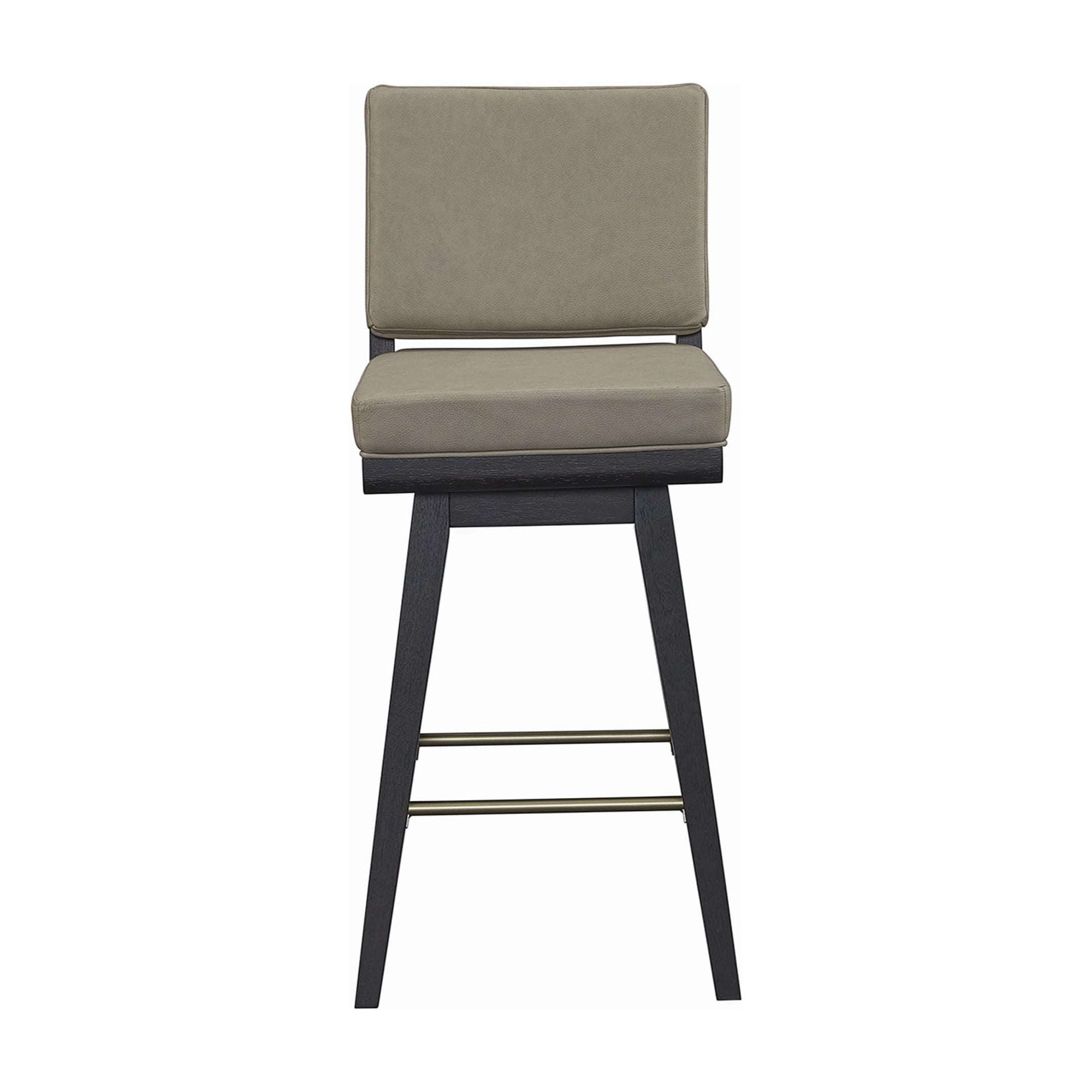 360-Degree Swivel Bar Stools (2-Pack) - Black Faux Leather & Solid Wood ...