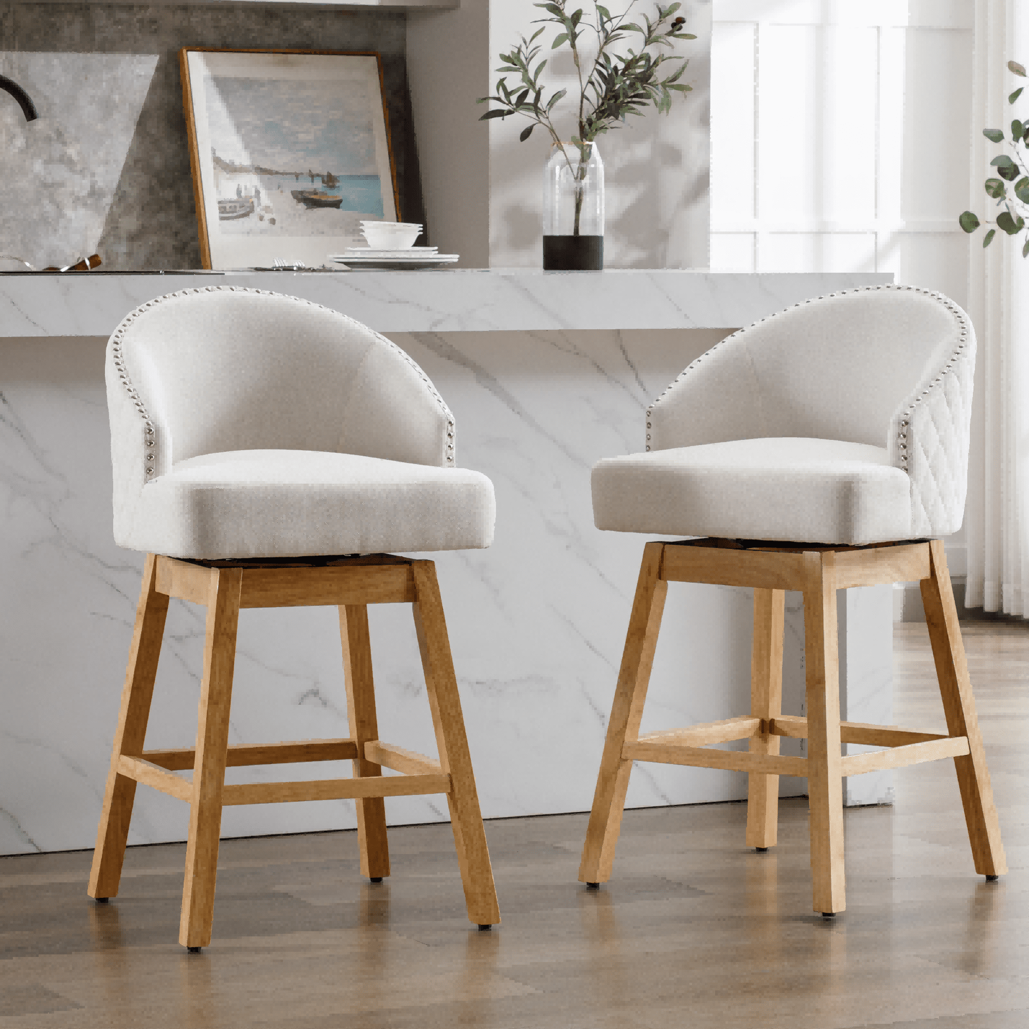 360 Degree Swivel Bar Stools, Counter Height Barstools, Modern ...