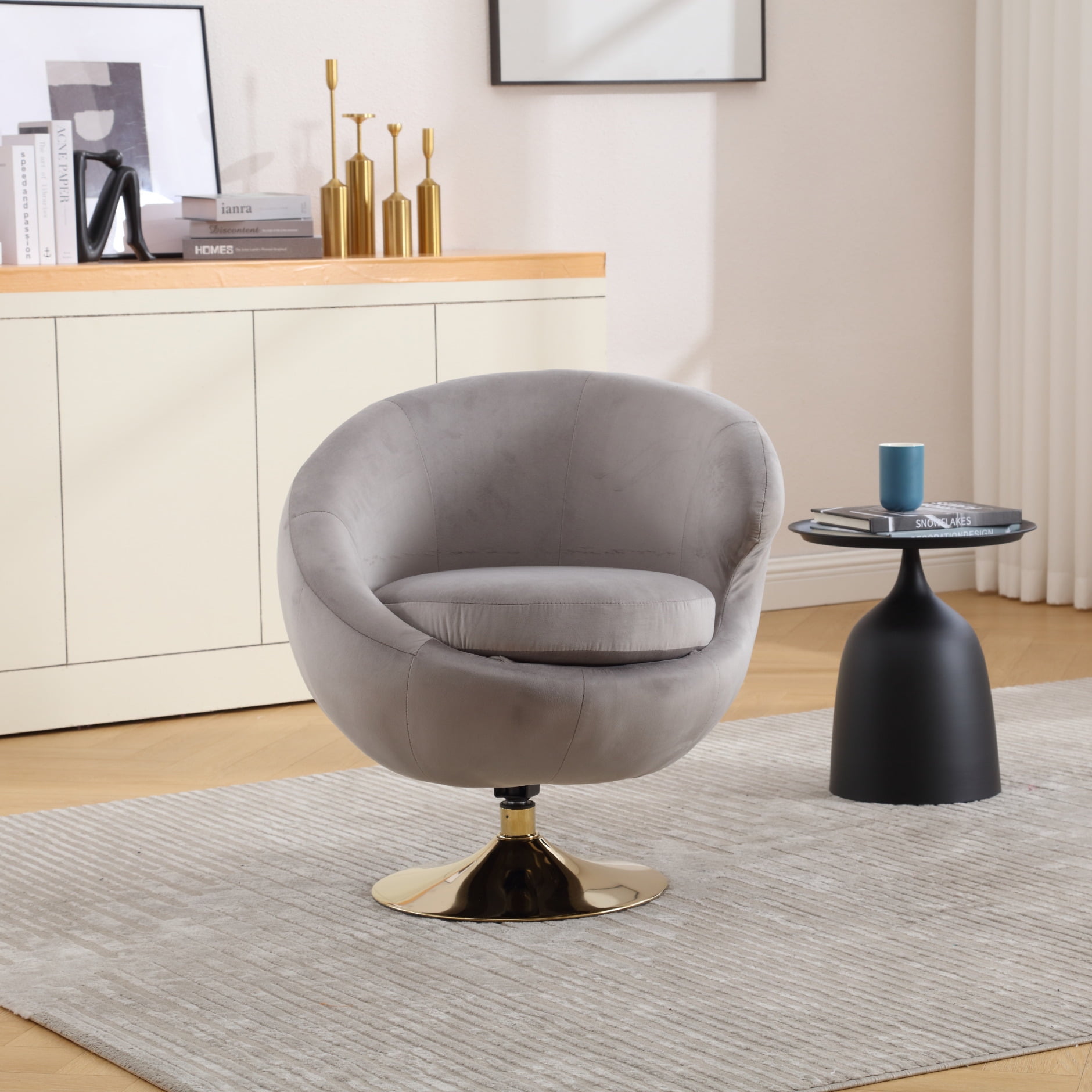 360 Degree Swivel Barrel Accent Chairs with Wraparound Backrest, Round ...