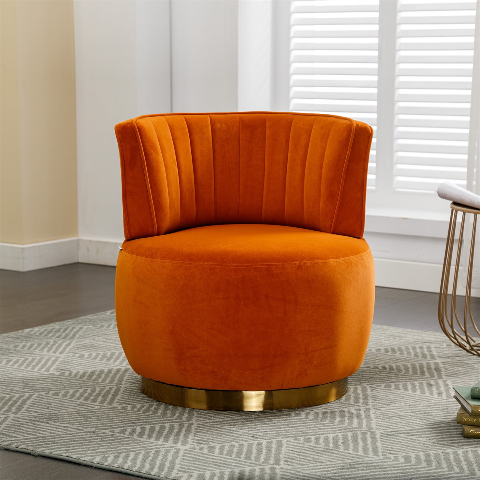 360 Degree Swivel Barrel Cahir, Modern Velvet Accent Single Sofa with ...