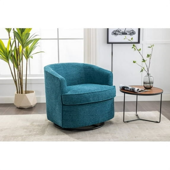 360 Degree Swivel Barrel Chair, 28.3" W Chenille Round Accent Chair ...