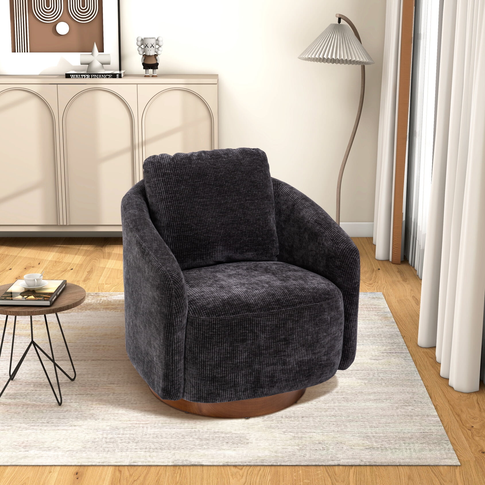 360 Degree Swivel Barrel Chair,Modern Comfy Round Accent Single Sofa ...