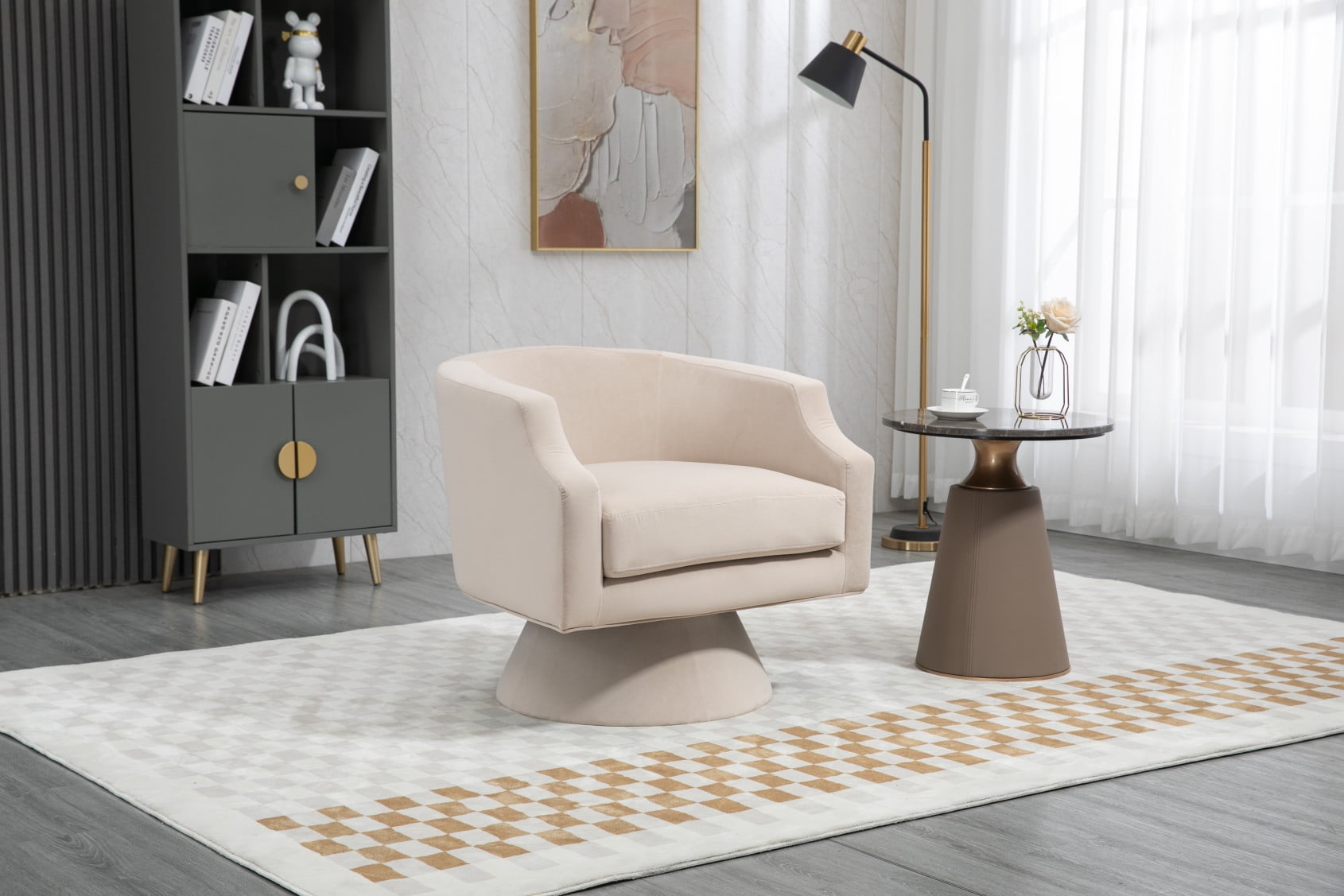 360 Degree Swivel Barrel Chair, Modern Cuddle Barrel Accent Sofa Chair ...