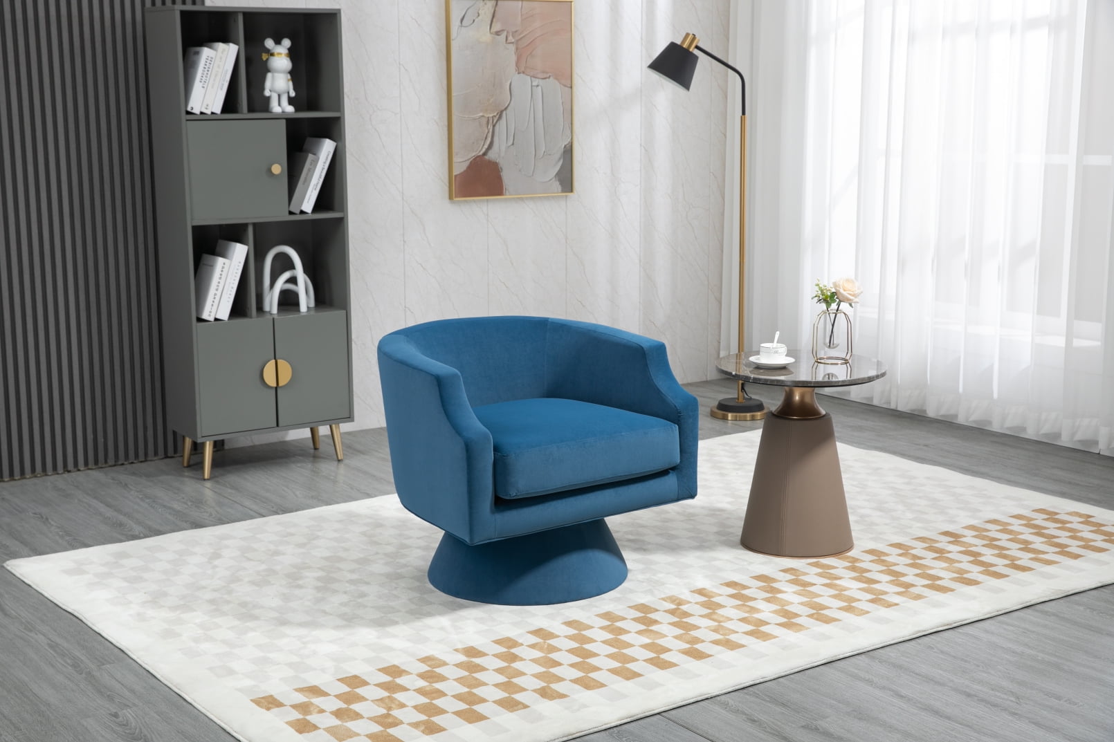 360 Degree Swivel Barrel Chair, Modern Cuddle Barrel Accent Sofa Chair ...