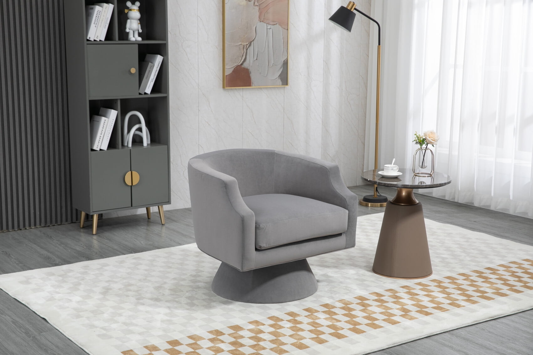 360 Degree Swivel Barrel Chair, Modern Cuddle Barrel Accent Sofa Chair ...