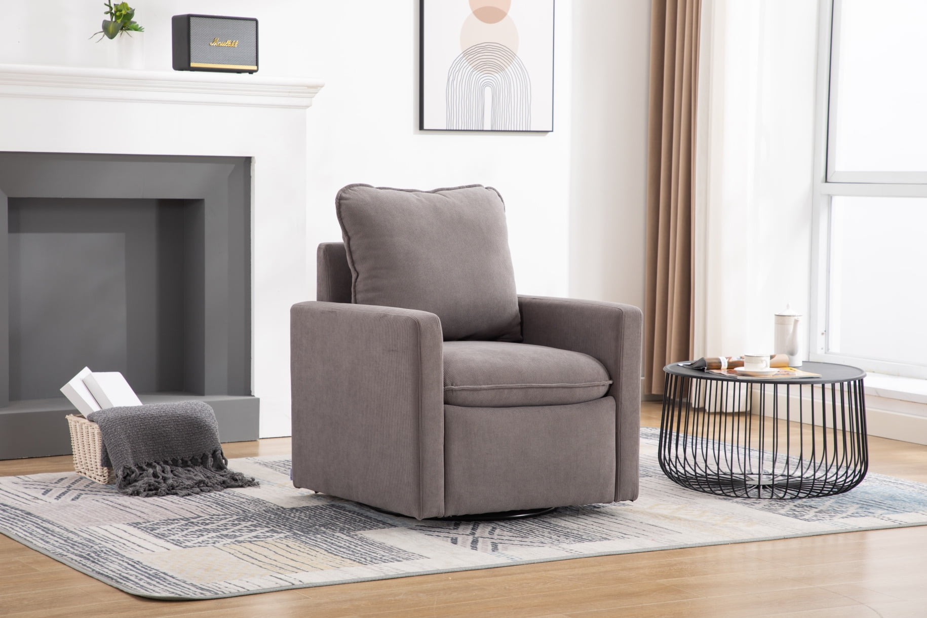 360 Degree Swivel Barrel Club Chair, Leisure Single Arm Chair for Hotel ...