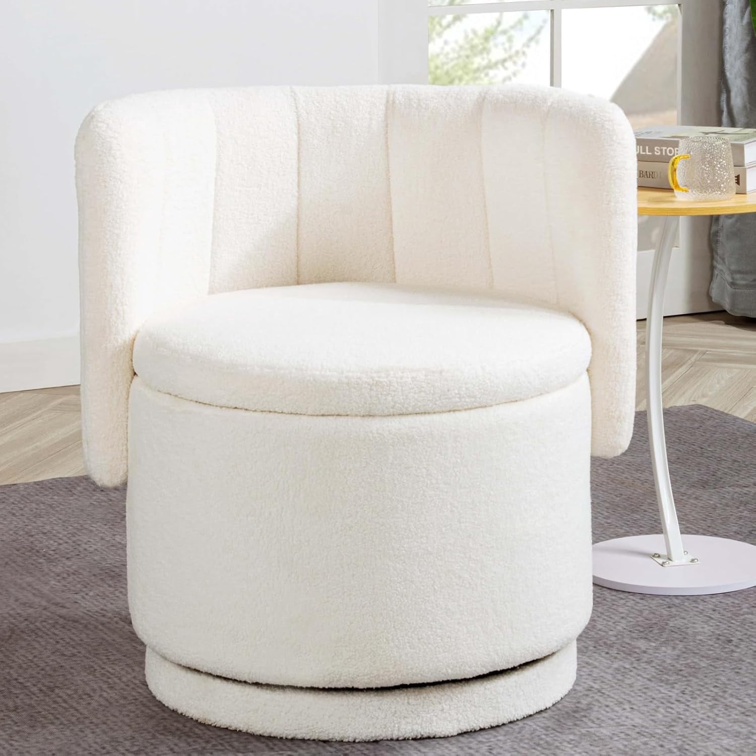 360 Degree Swivel Chair with Hidden Storage, Upholstered Comfy Modern ...