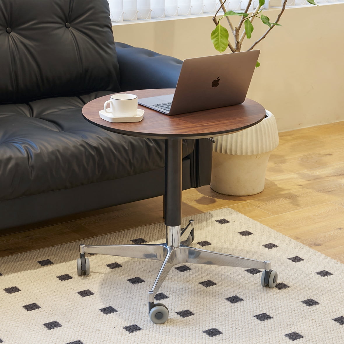 360 Degree Swivel Coffee Table with Adjustable Height & Silent ...