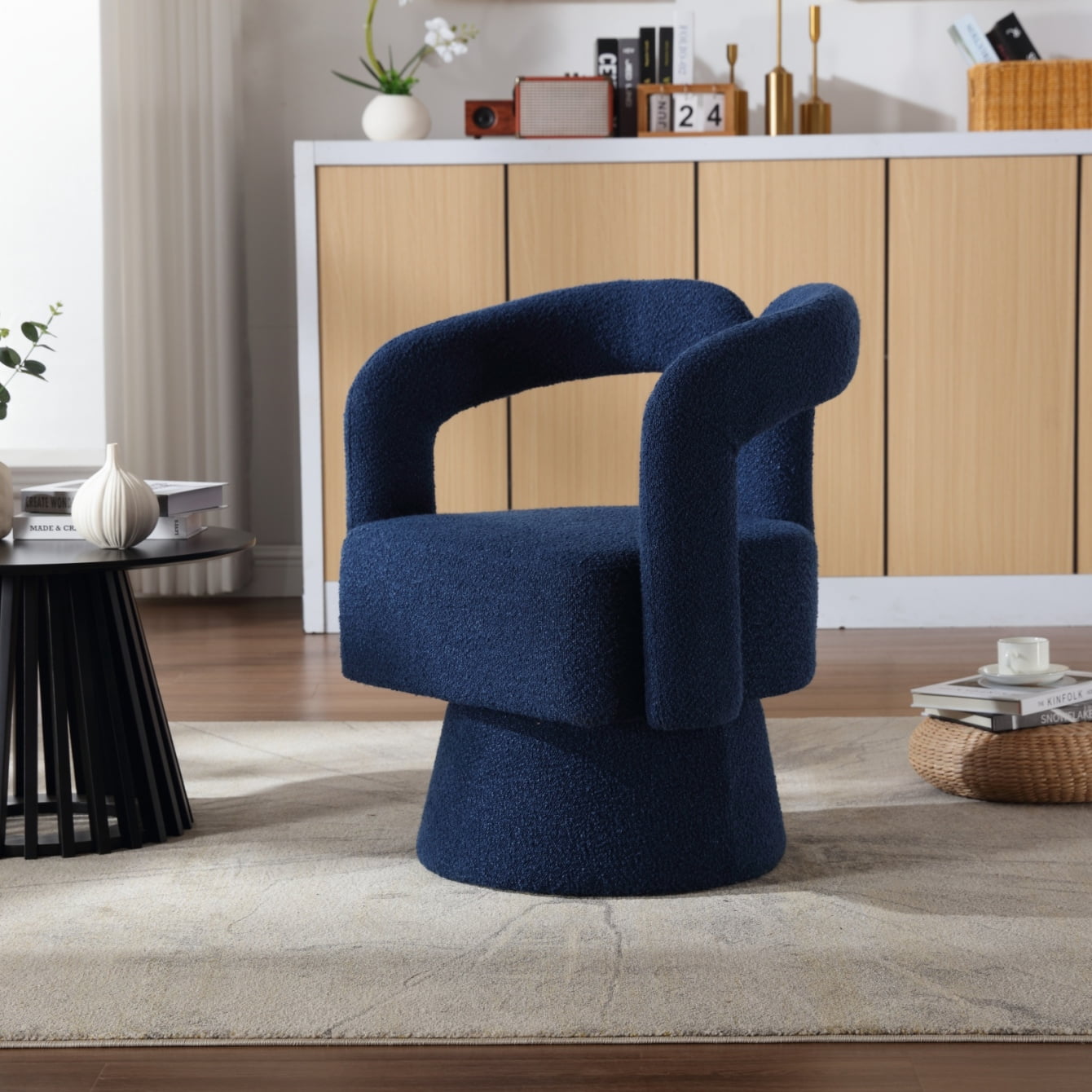 360 Degree Swivel Cuddle Barrel Accent Chairs, Round Armchairs with ...