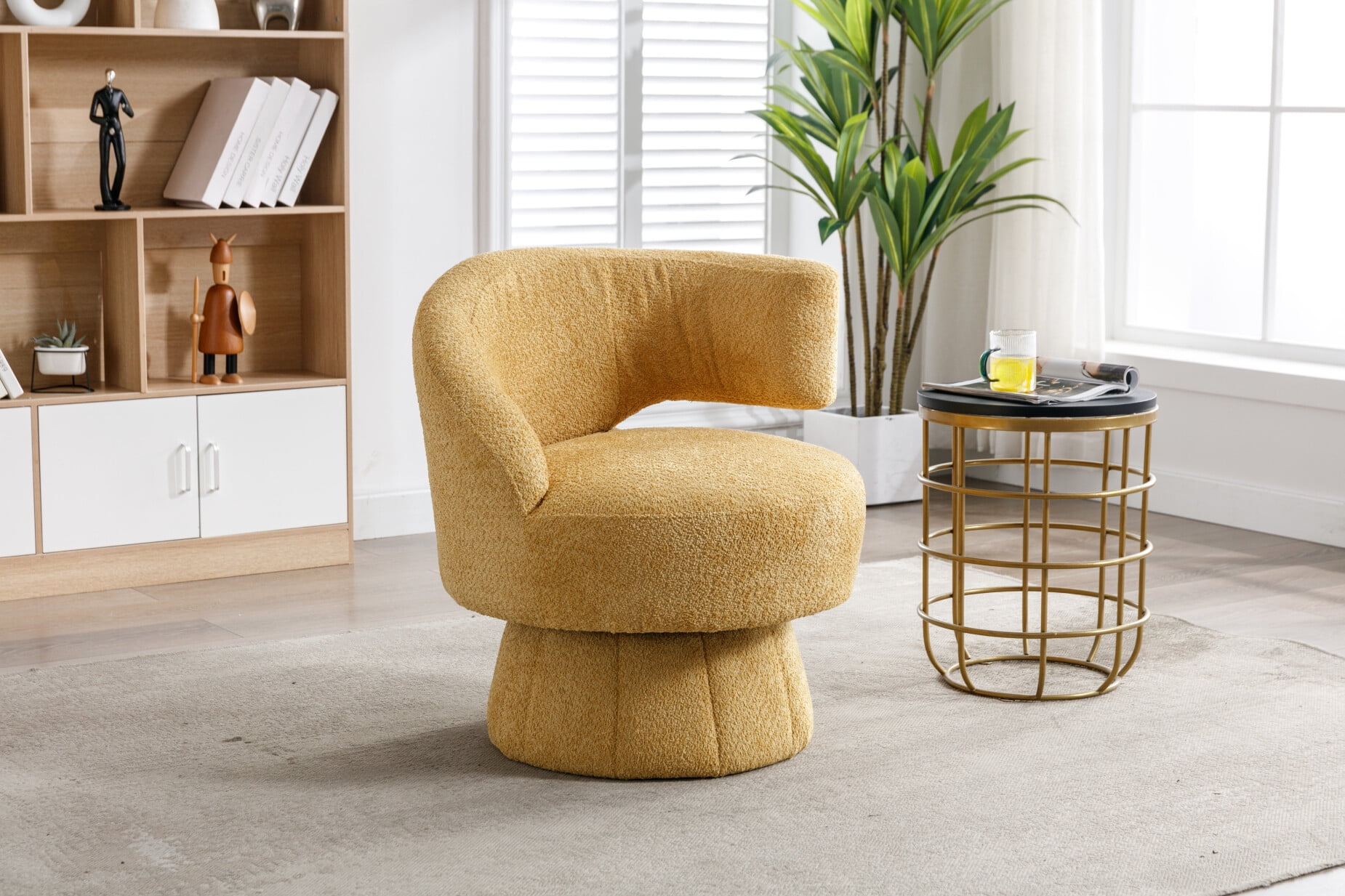 360 Degree Swivel Cuddle Barrel Accent Chairs, Round Armchairs with ...