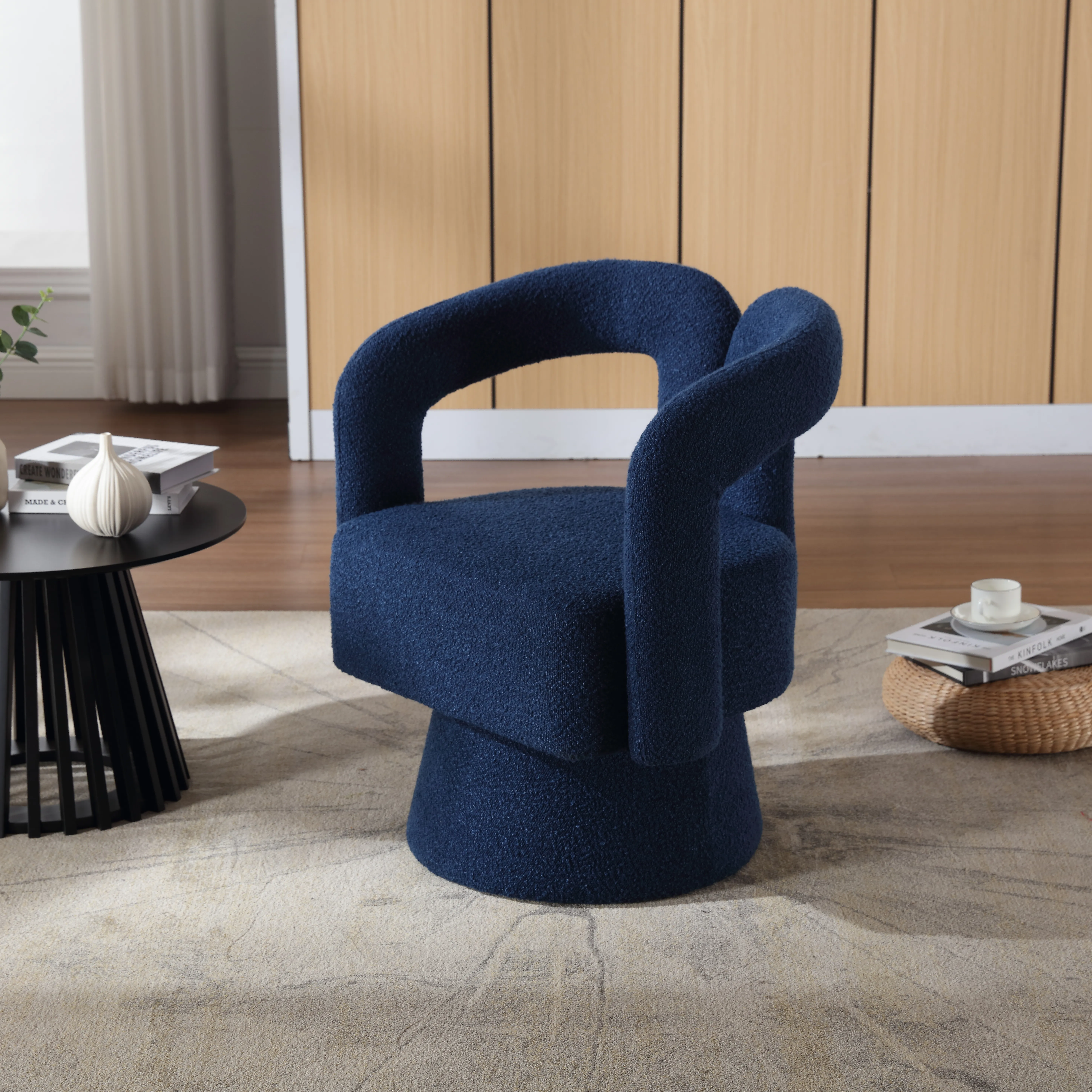 360 Degree Swivel Cuddle Barrel Accent Chairs, Round Armchairs with ...